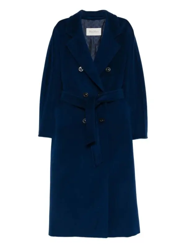 Max Mara Madame Wool Cashmere Double-breasted Belted Coat - Blue