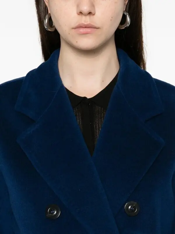 Max Mara Madame Wool Cashmere Double-breasted Belted Coat - Blue