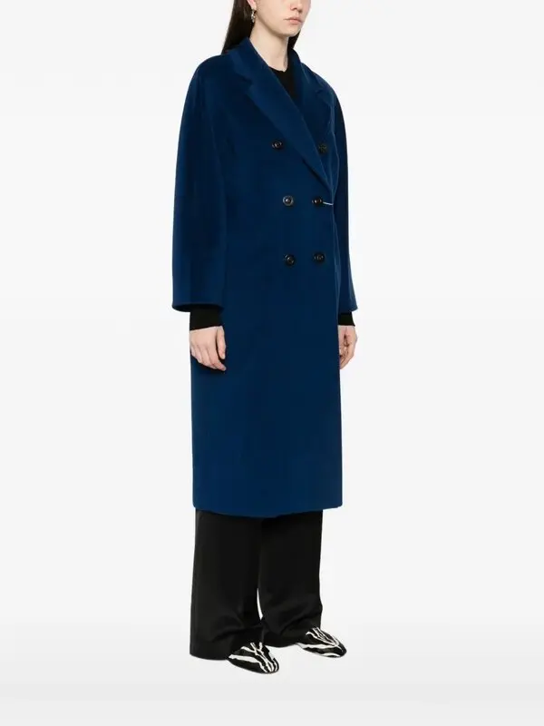Max Mara Madame Wool Cashmere Double-breasted Belted Coat - Blue