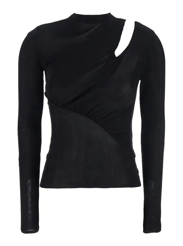 SELF-PORTRAIT Long-sleeve Viscose Top With Cut-out Detail - Multicolor