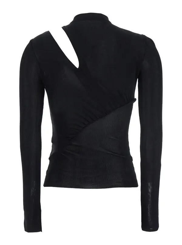 SELF-PORTRAIT Long-sleeve Viscose Top With Cut-out Detail - Multicolor