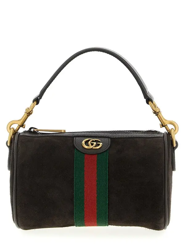 Gucci Ophidia Mini Handbag In Suede And Leather - Brown