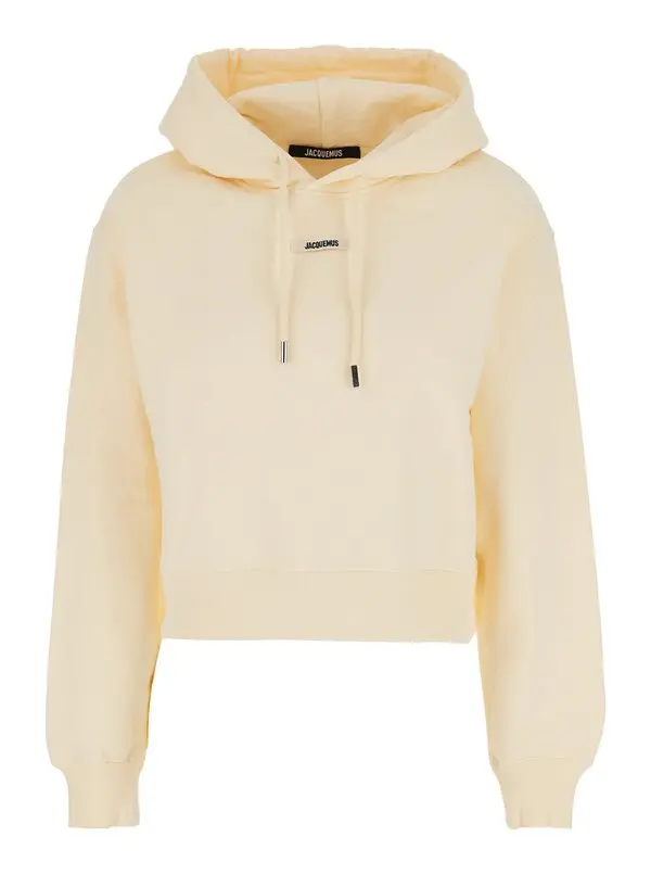 Jacquemus Le Hoodie Gros Grain Cropped Hoodie - Cream