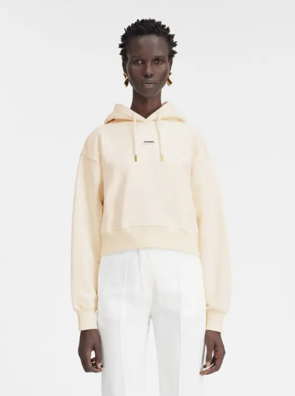 Jacquemus Le Hoodie Gros Grain Cropped Hoodie - Cream