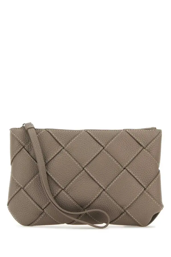 Bottega Veneta Dove Grey Leather Diago Clutch - Gray