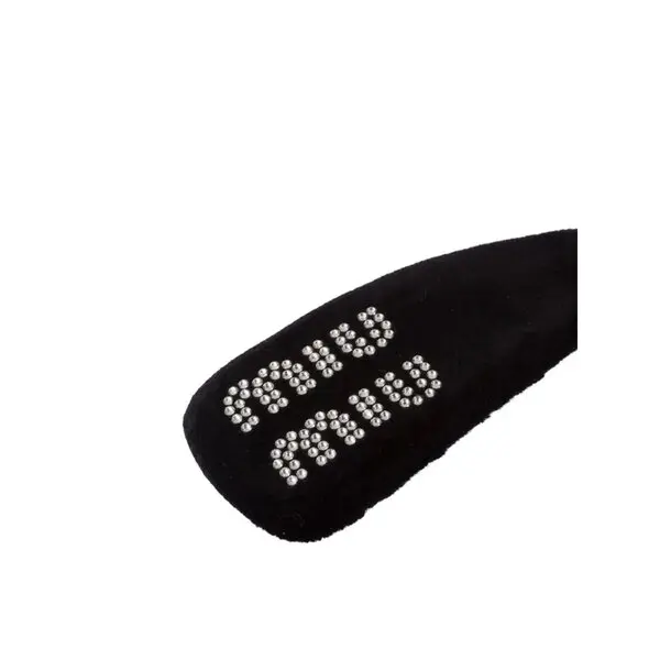 Miu Miu Velvet Rhinestone Logo Barrette