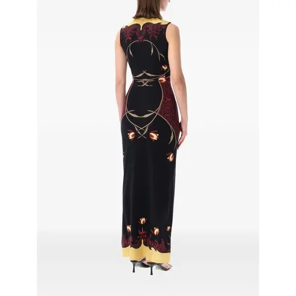 MARINE SERRE Floral Print Sleeveless Floor Length Dress