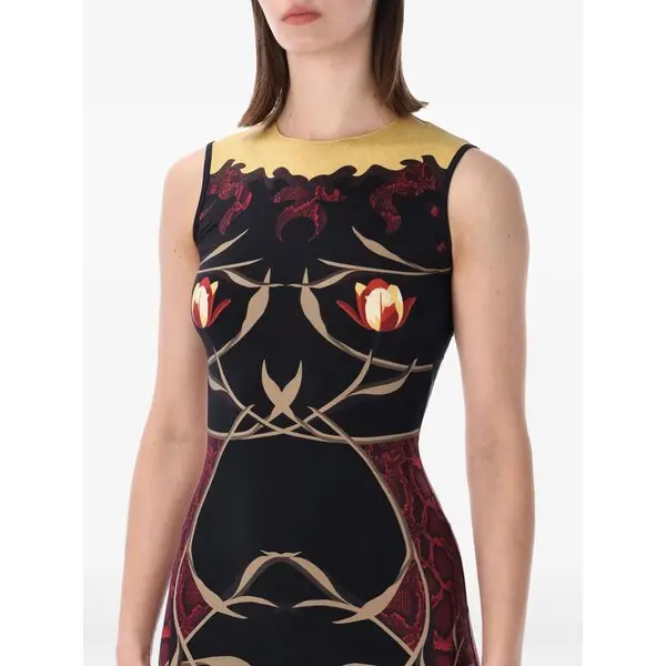 MARINE SERRE Floral Print Sleeveless Floor Length Dress