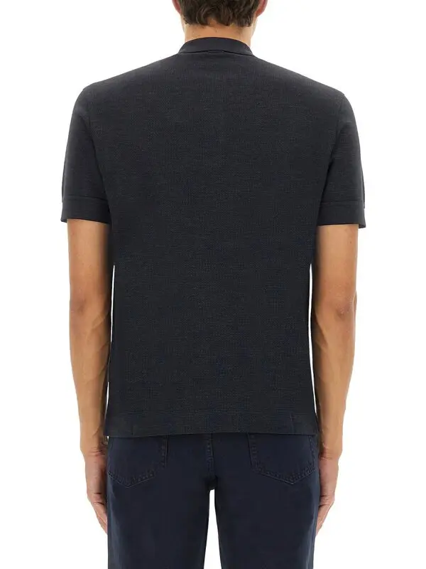 Zegna Cotton Blend Polo Shirt - Black