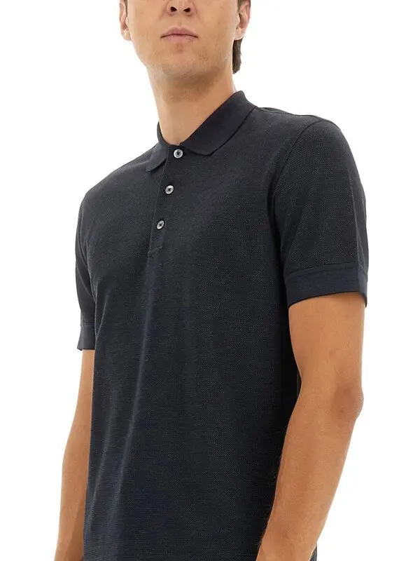 Zegna Cotton Blend Polo Shirt - Black