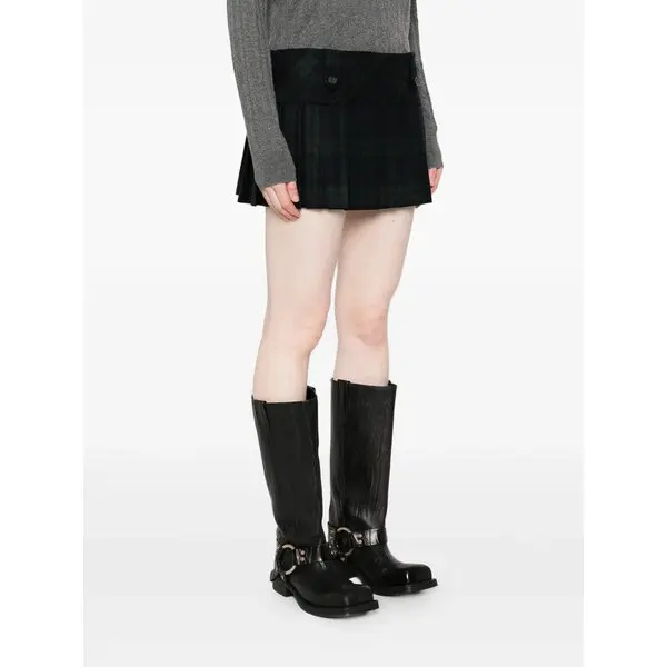 Miu Miu Pleated Checked Mini Skirt