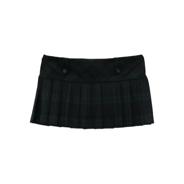 Miu Miu Pleated Checked Mini Skirt