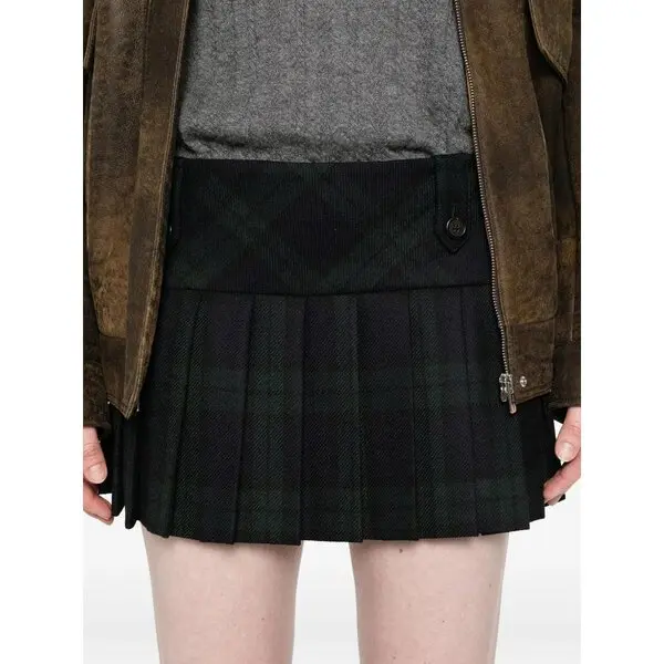 Miu Miu Pleated Checked Mini Skirt