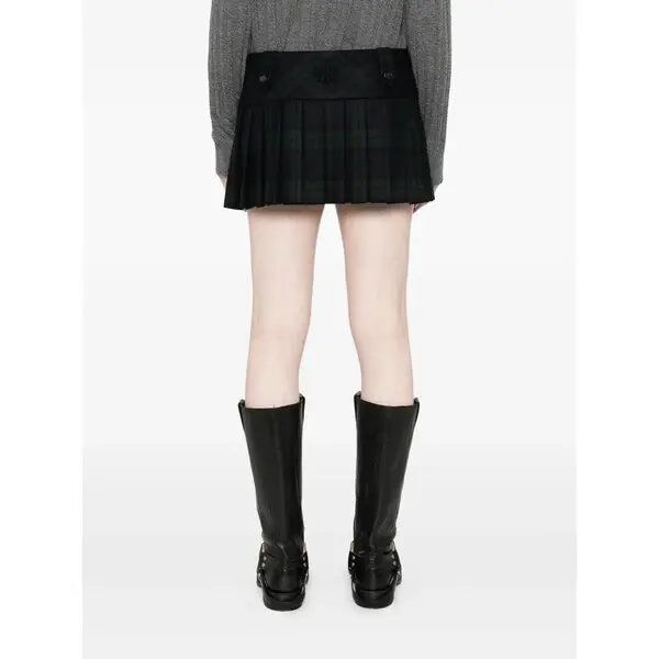 Miu Miu Pleated Checked Mini Skirt