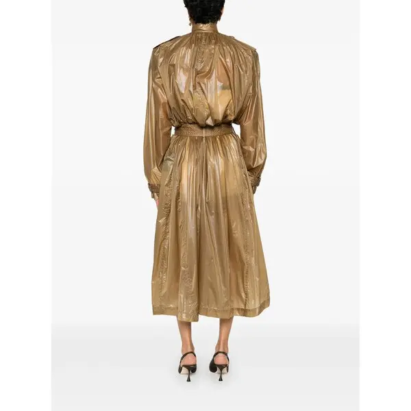 Saint Laurent High Neck Double-breasted Trench Coat - Cream