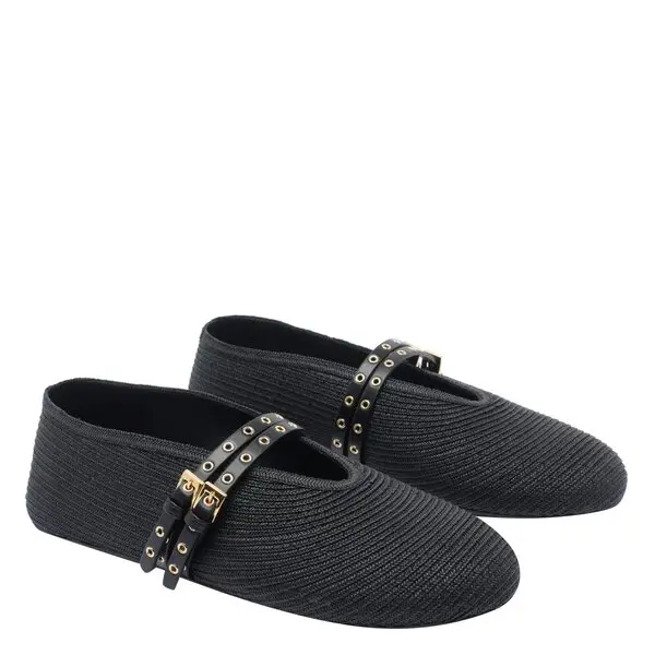Alaïa Woven Ballet Flats With Buckle Detail
