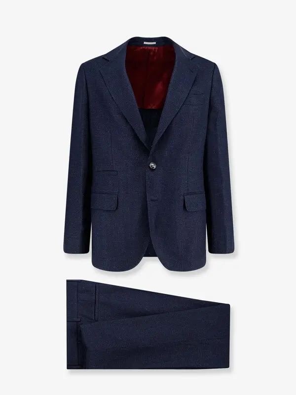 Brunello Cucinelli Silk, Linen And Wool Suit - Blue