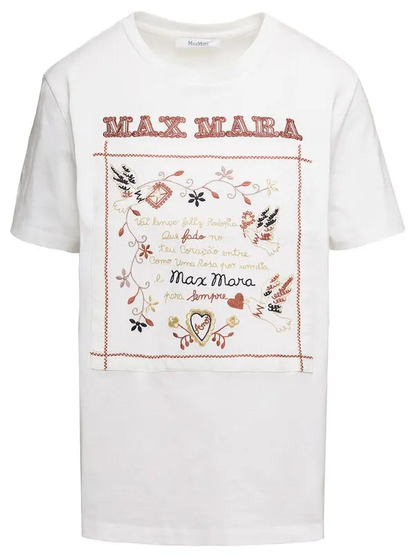 Max Mara Embroidered Cotton T-shirt - Multicolor