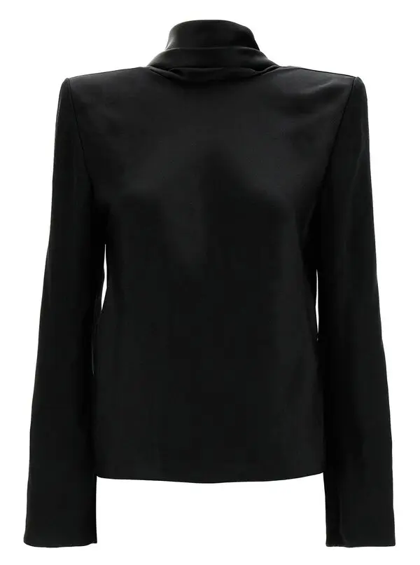 Saint Laurent Silk Satin Blouse With Cowl-back - Multicolor