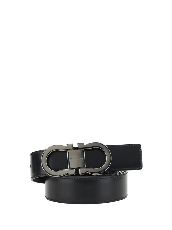 FERRAGAMO Smooth Leather Belt With Gancini Buckle - Black