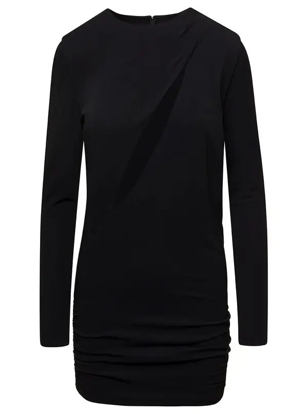Versace Black Fitted Minidress With Cut-out Detail In Viscose - Multicolor