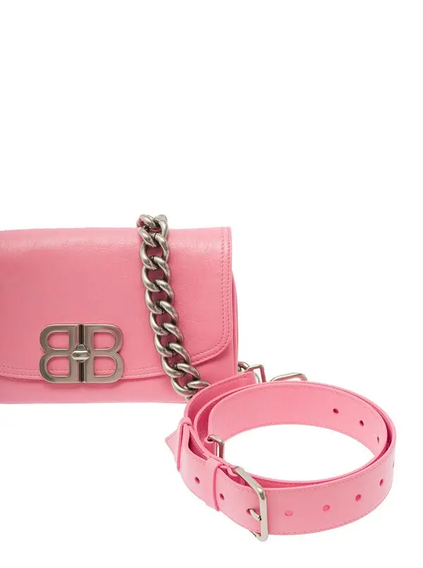 Balenciaga Leather Crossbody Bag With Bb Logo - Multicolor