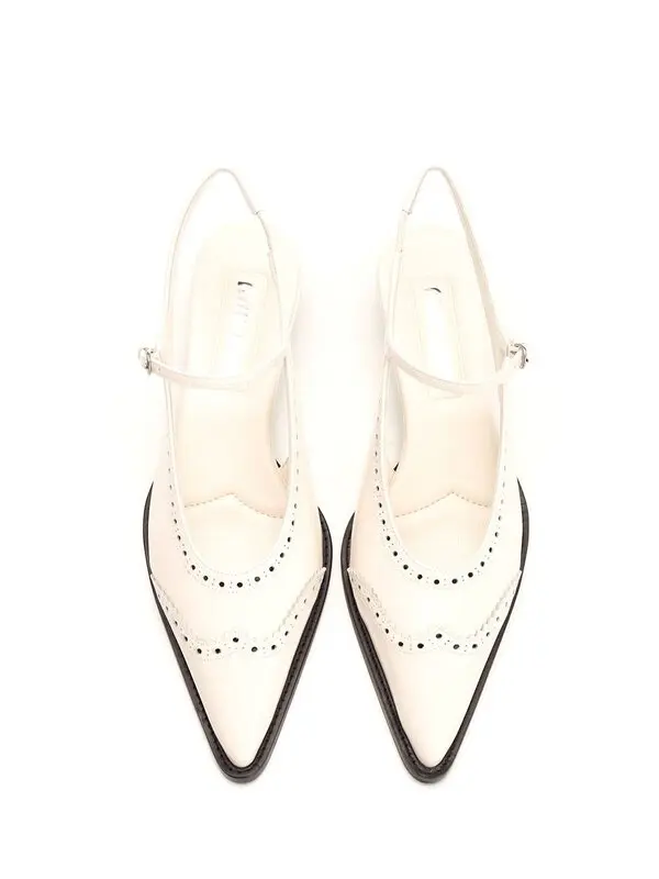 Miu Miu Brogue Slingback In Brushed Calfskin - White