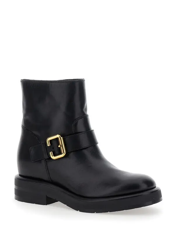 Chloé Coddington Ankle Boots With Paddington Buckle In Leather
