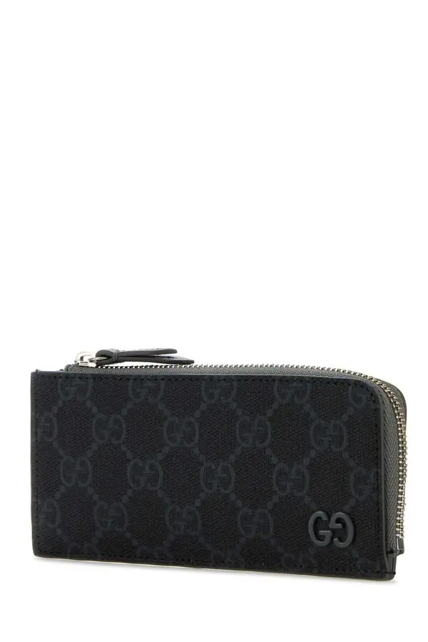 Gucci Gg Fabric And Leather Card Holder