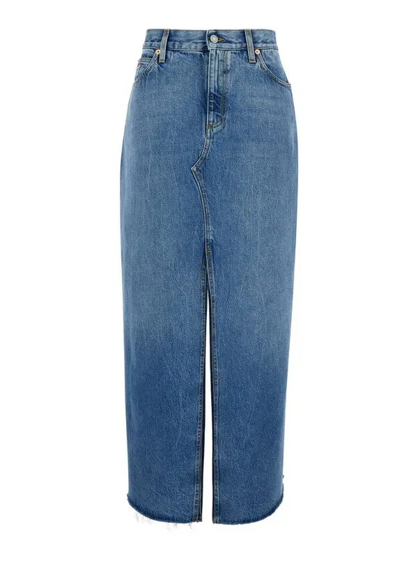 Gucci Denim Midi Skirt With Horsebit Detail - Multicolor