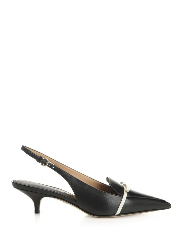 FERRAGAMO Giusina Slingback Leather Slingback With Bow Detail - Black