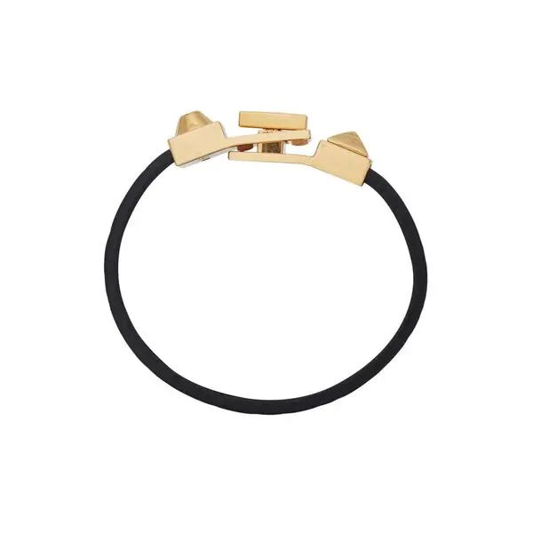 Saint Laurent Engraved Logo Spike Stud Leather Bracelet