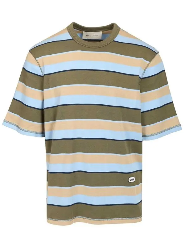 AMI Paris Striped Crewneck T-shirt