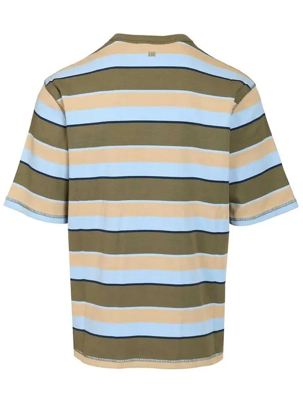 AMI Paris Striped Crewneck T-shirt
