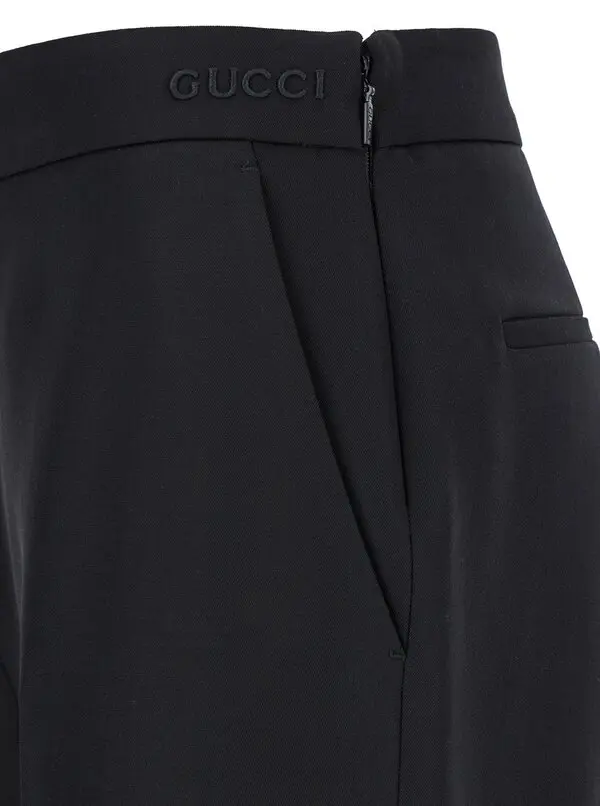 Gucci Flared Wool Pants With Logo Detail