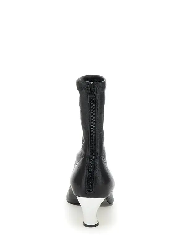Alexander McQueen Armadillo Black Leather Ankle Boots With Gold Heel - Multicolor