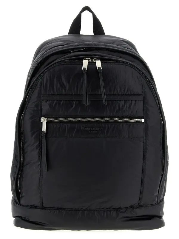 Saint Laurent City" Shiny Nylon Backpack - Black