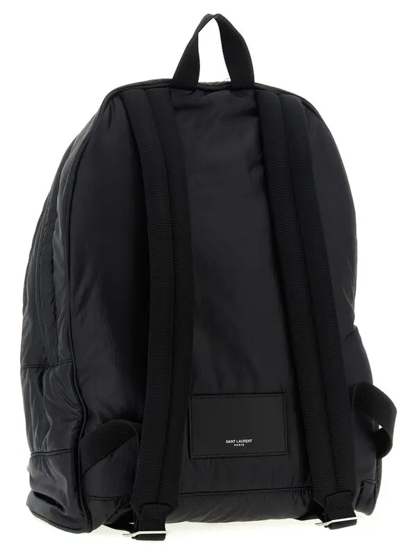 Saint Laurent City" Shiny Nylon Backpack - Black