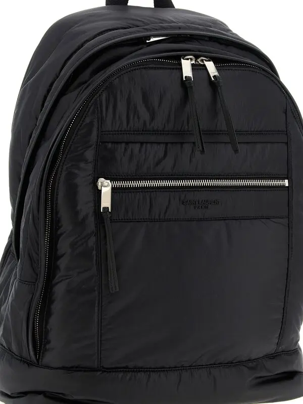 Saint Laurent City" Shiny Nylon Backpack - Black