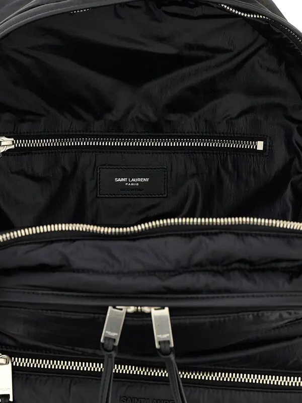 Saint Laurent City" Shiny Nylon Backpack - Black