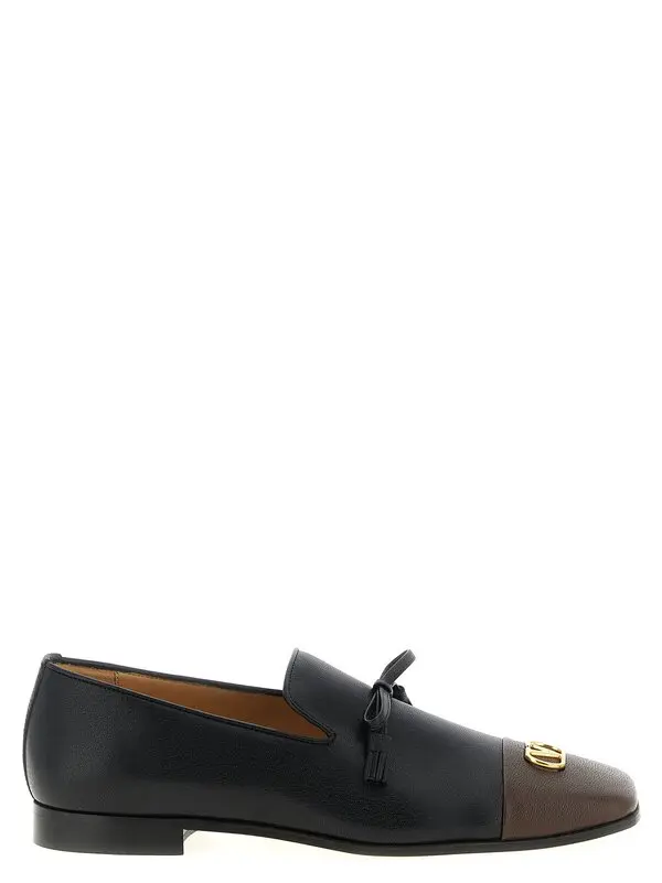 Valentino Garavani Two-tone Kid Leather Loafers With Vlogo Signature - Black