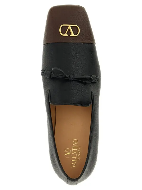 Valentino Garavani Two-tone Kid Leather Loafers With Vlogo Signature - Black