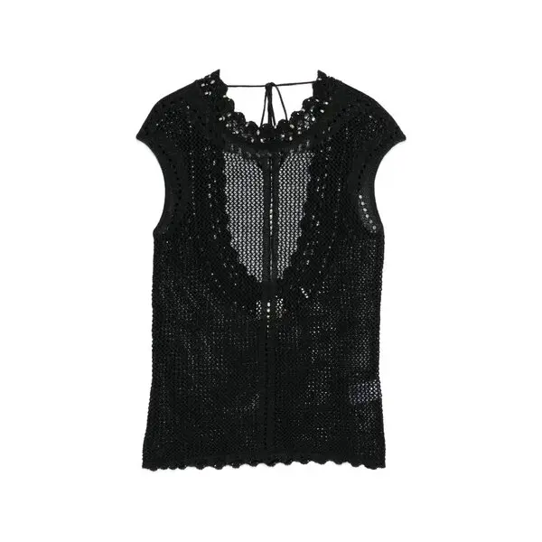 Isabel Marant Étoile Openwork Knit Sleeveless Top With Scalloped Trim
