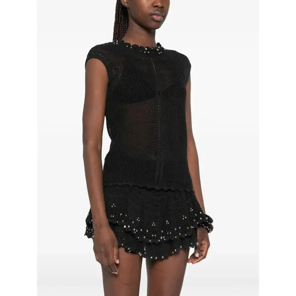 Isabel Marant Étoile Openwork Knit Sleeveless Top With Scalloped Trim