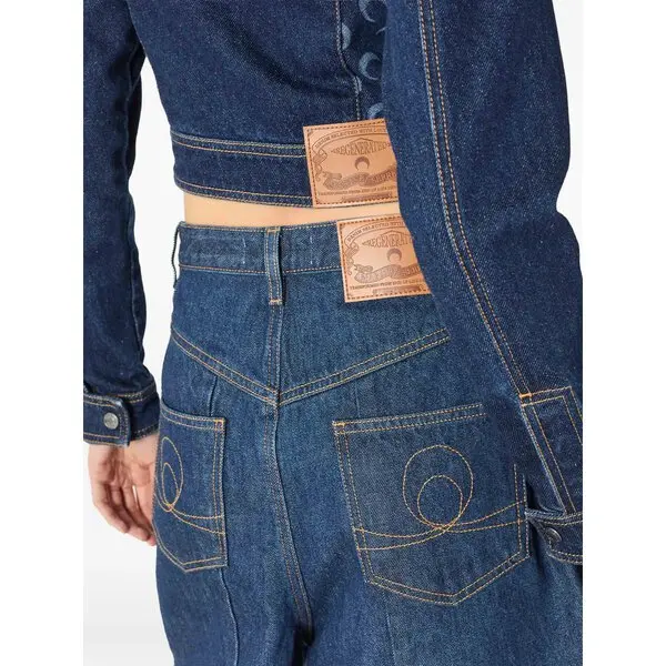 MARINE SERRE Denim Shorts With Contrast Stitching