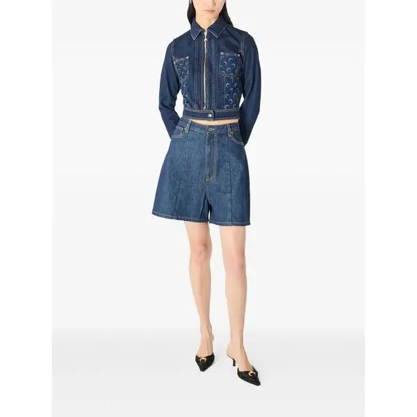 MARINE SERRE Denim Shorts With Contrast Stitching - Blue