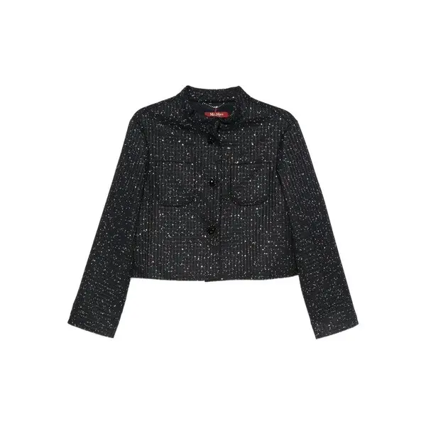 Max Mara Cropped Sequin Embellished Jacket - Blue