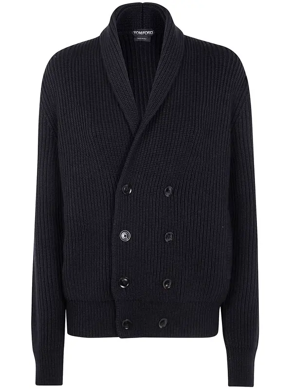 TOM FORD Ribbed Shawl Collar Double-breasted Cardigan