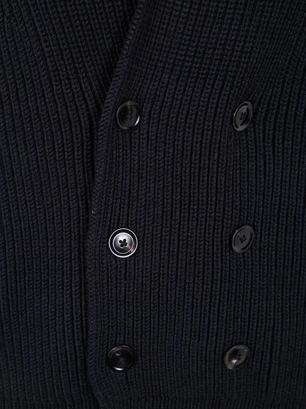 TOM FORD Ribbed Shawl Collar Double-breasted Cardigan