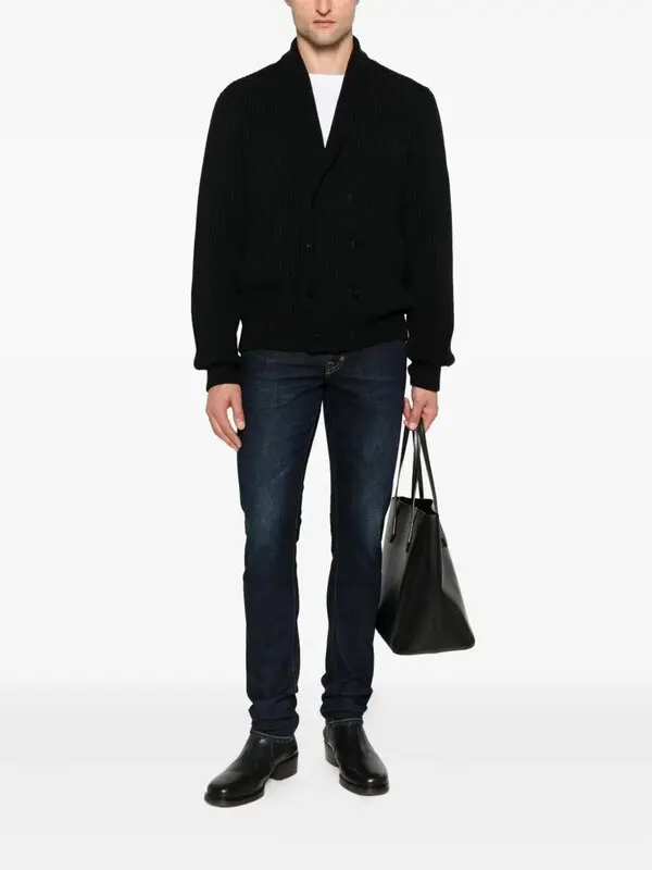 TOM FORD Ribbed Shawl Collar Double-breasted Cardigan